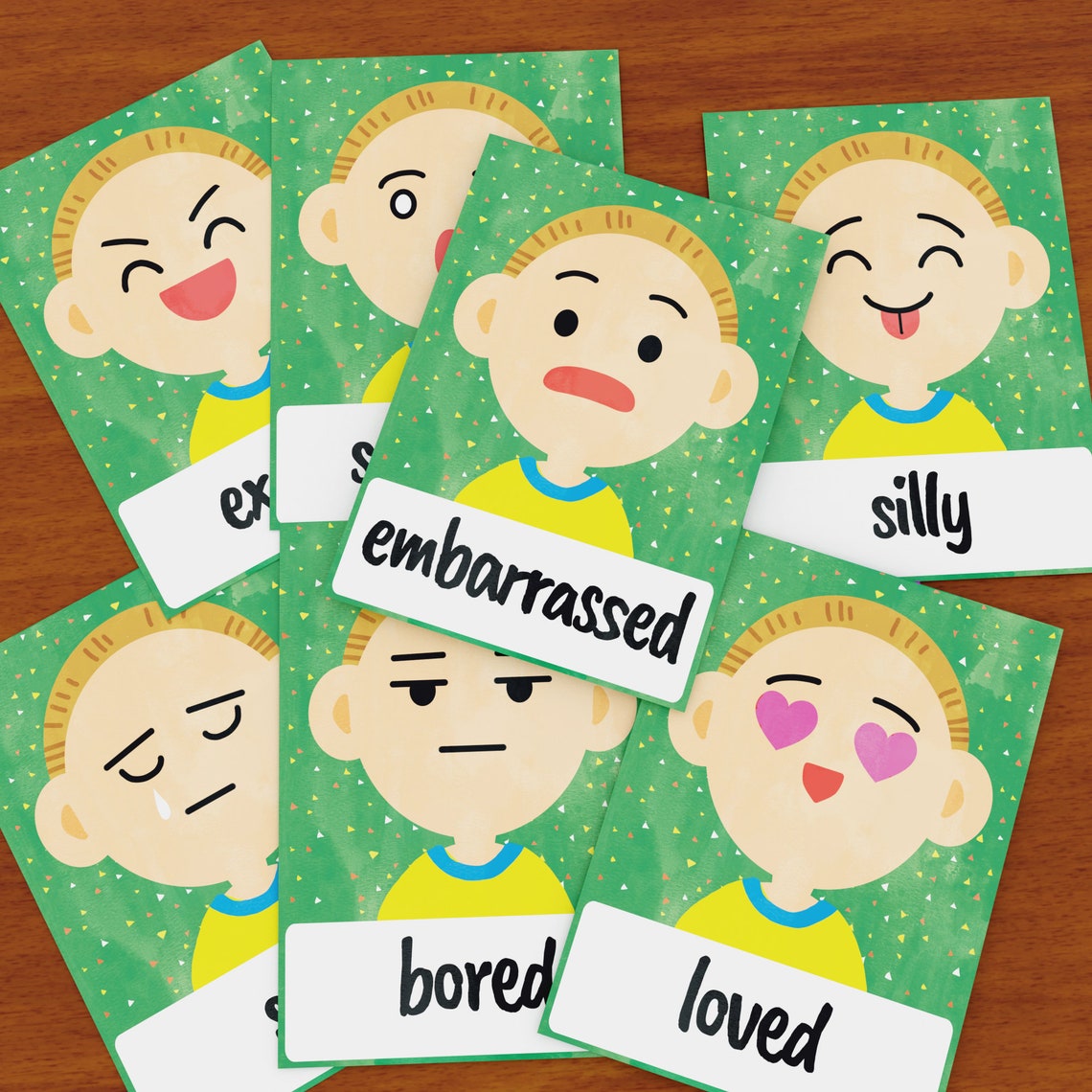 Emotions Flash Cards, Emotion Boy, School Game, Emotions Printable ...
