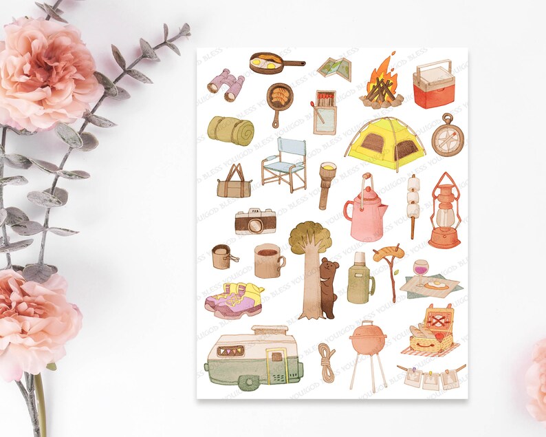 Camping Printable Sticker,camping Stickers,camp Stickers,camping Clip ...