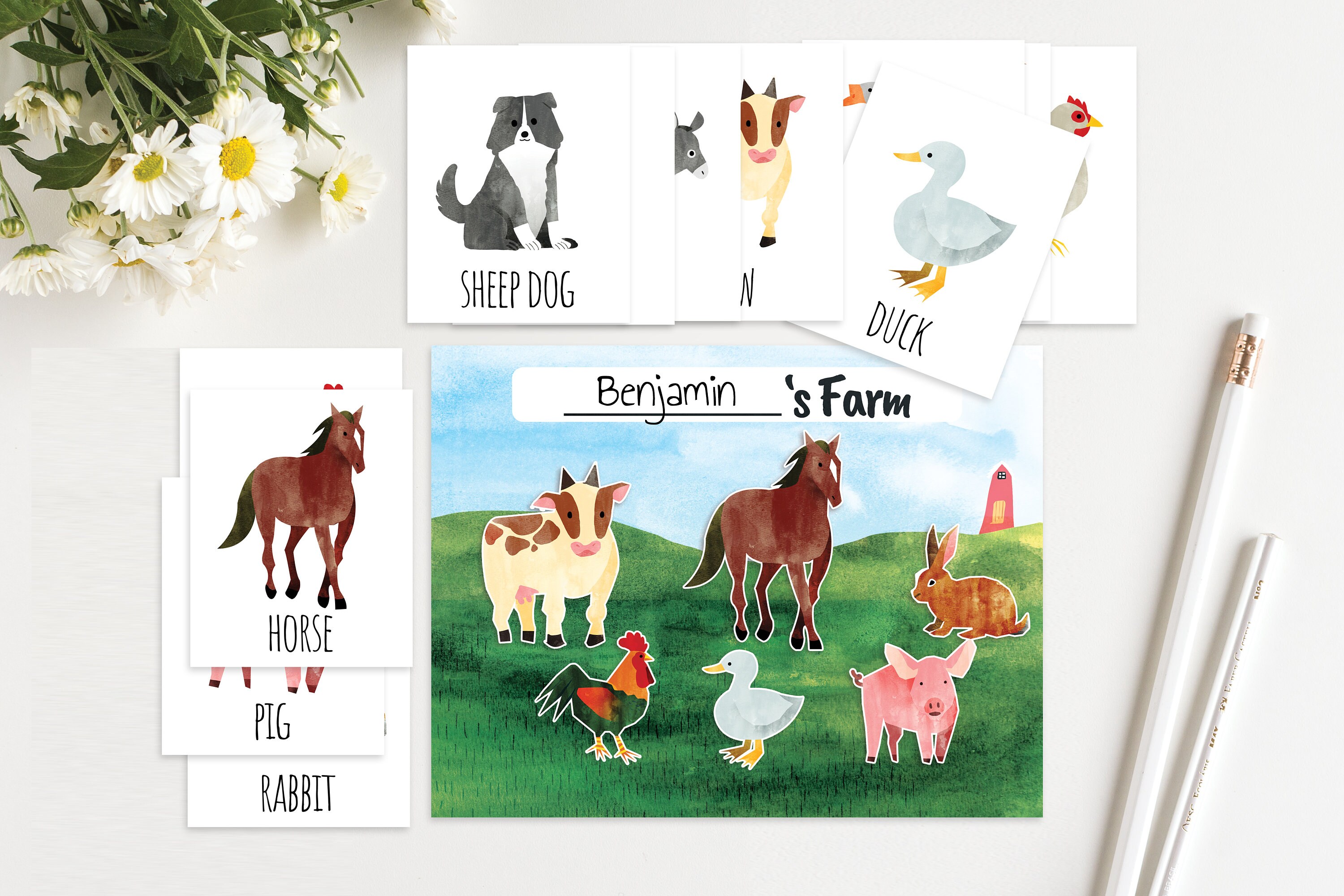 Farm Animal Flash Cards Printable,farm Animal Card,animal Flash Card ...