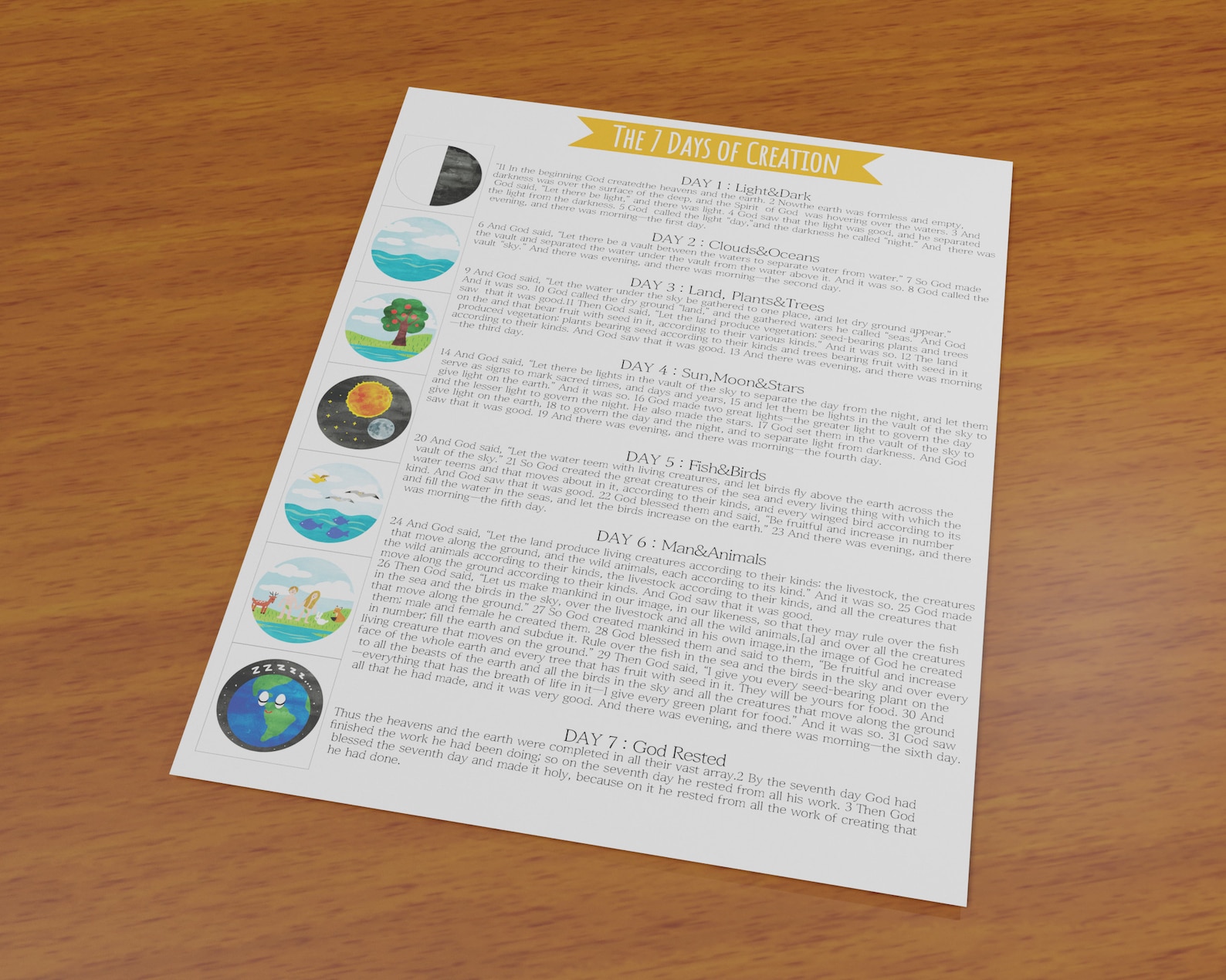 The 7 Days of Creation Printable,bible Puzzle,sunday School Game,bible ...