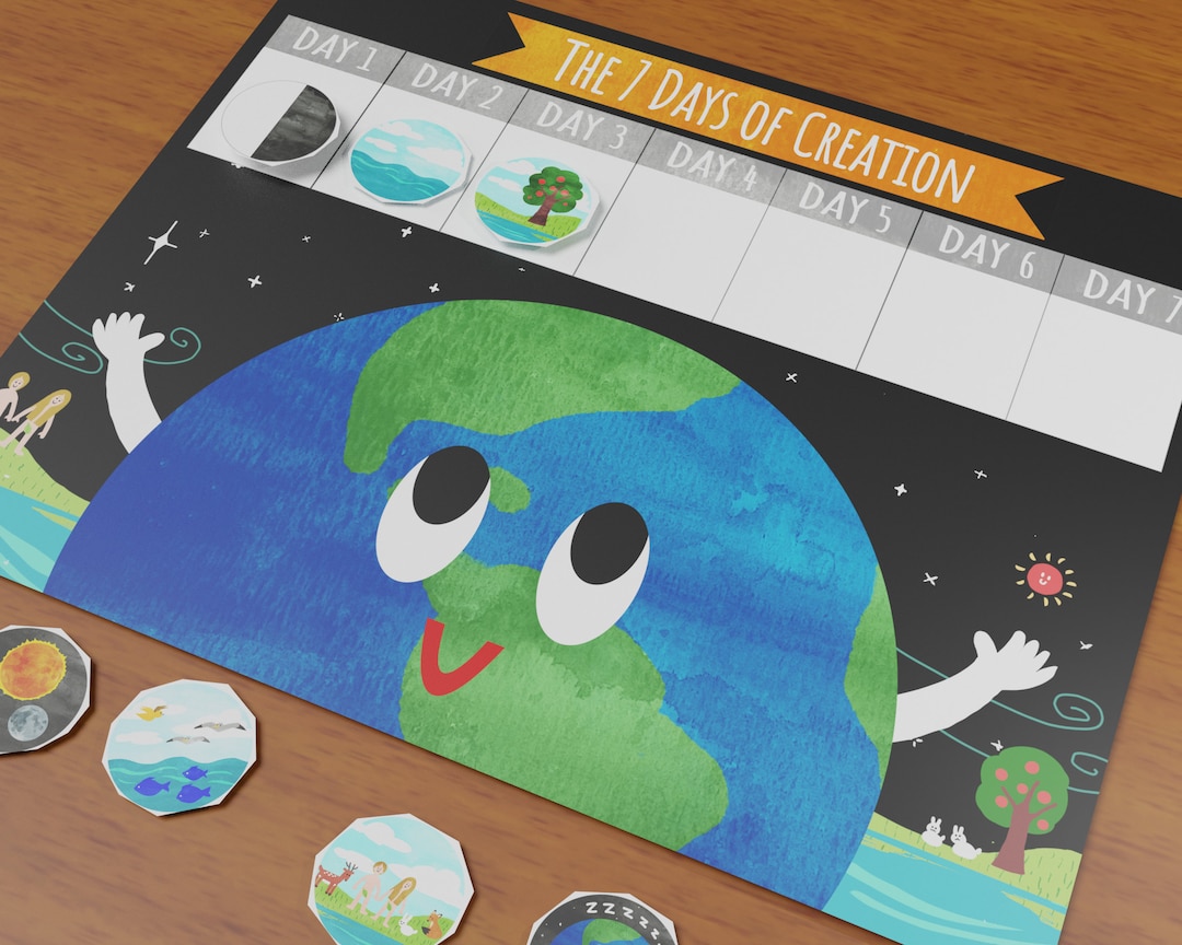 The 7 Days of Creation Printable,bible Puzzle,sunday School Game,bible ...
