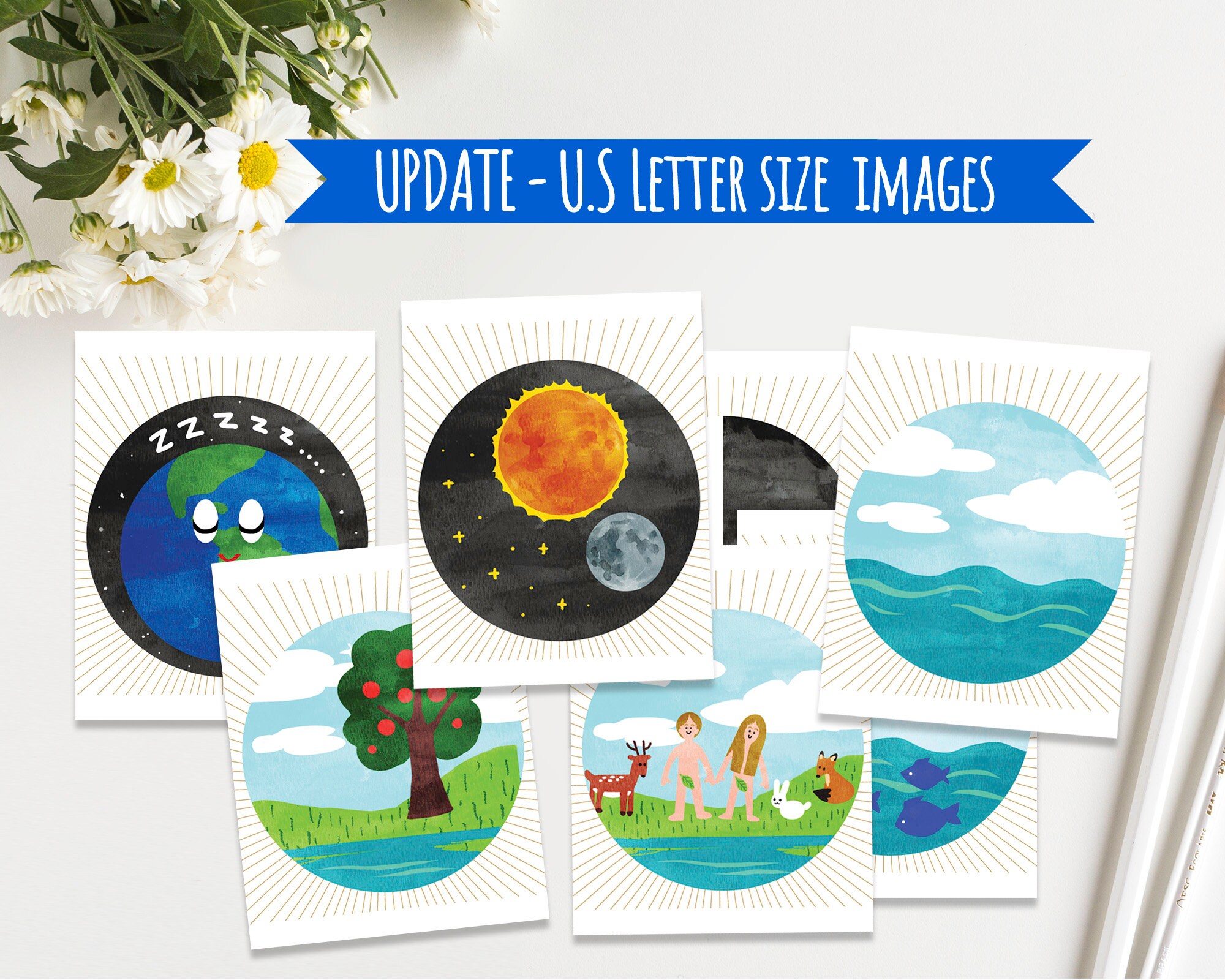 The 7 Days of Creation Printable,bible Cards,bible Verse Cards ...