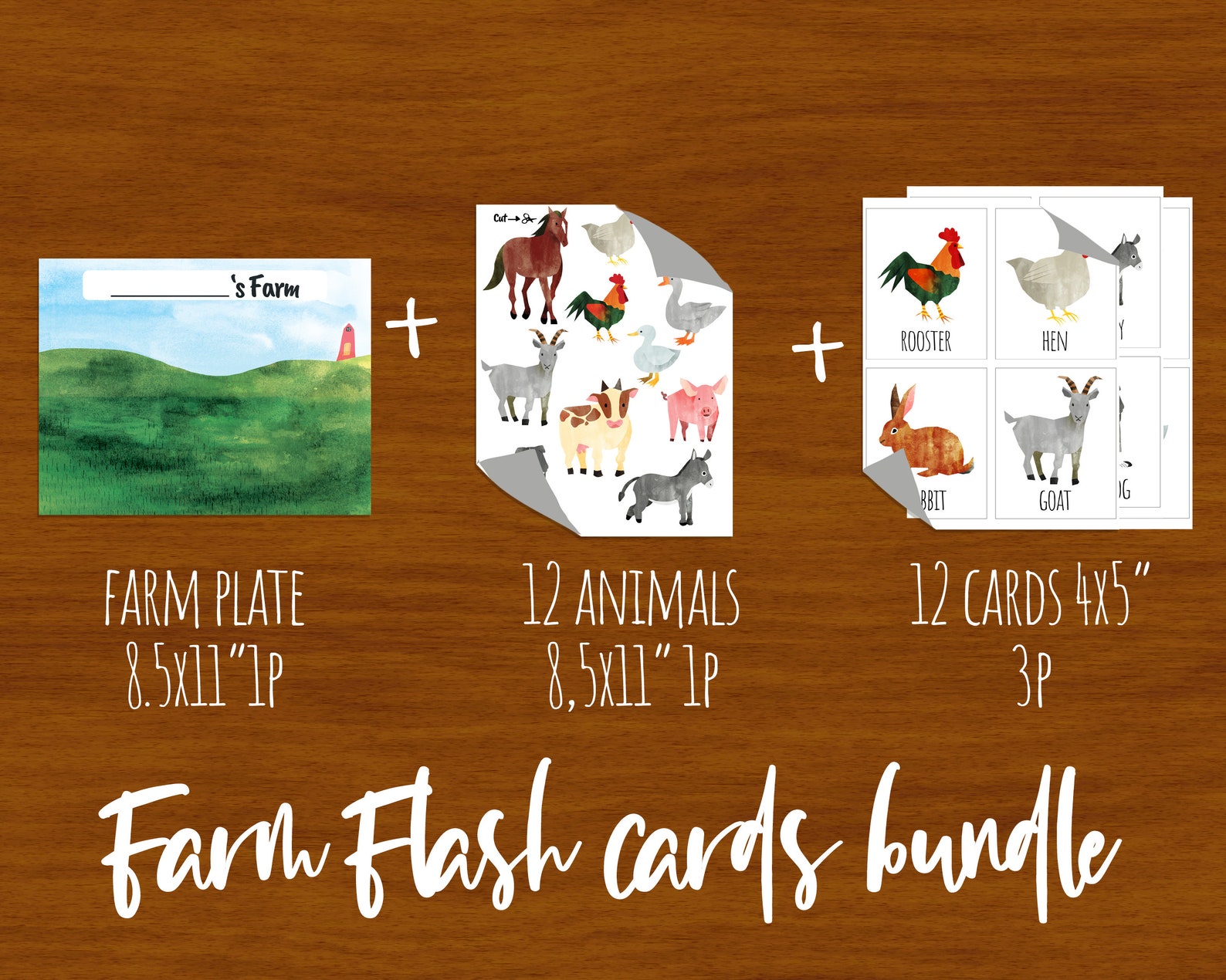 Farm Animal Flash Cards Printable,farm Animal Card,animal Flash Card ...