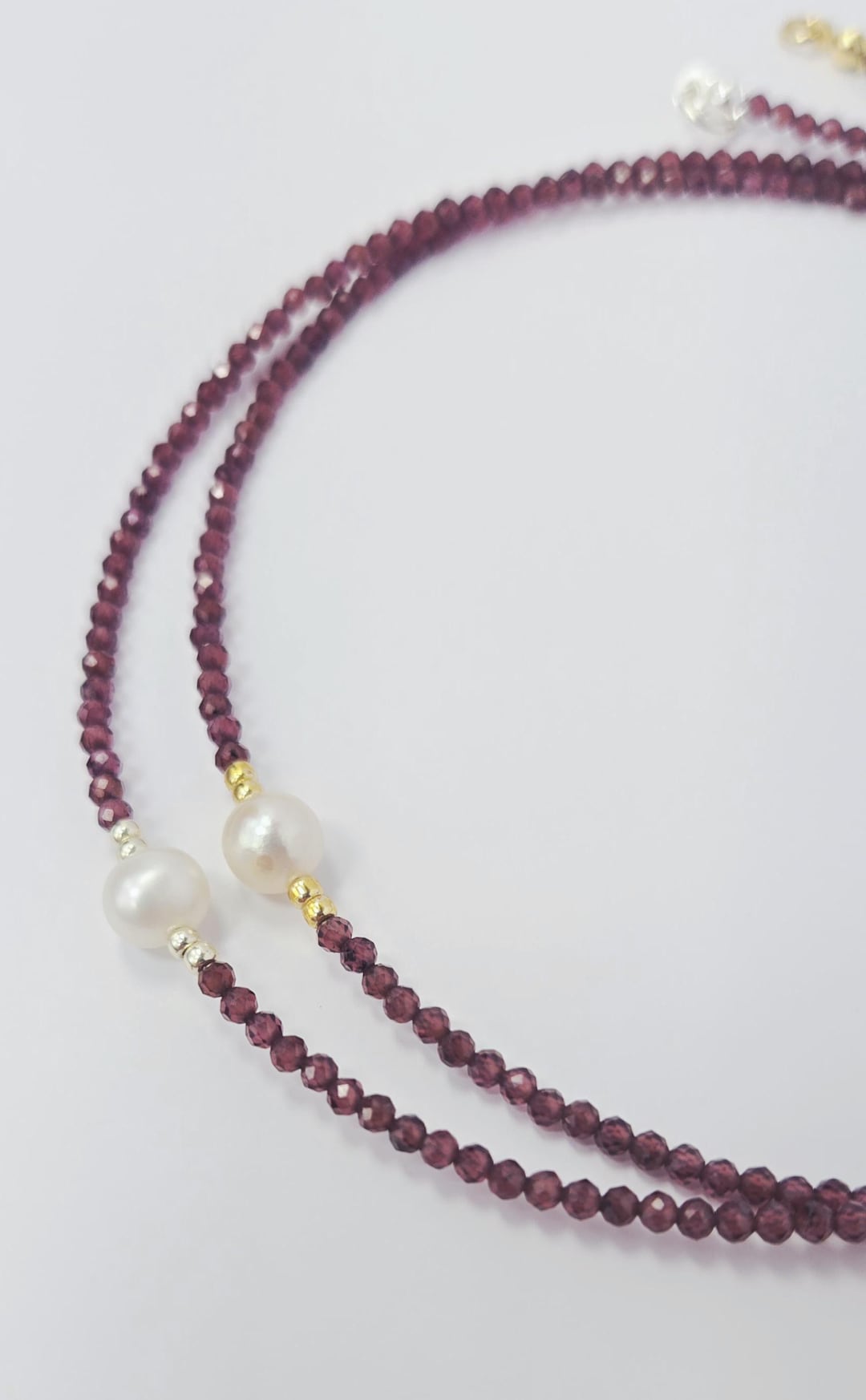 Dainty Garnet Freshwater Pearl Necklace: Layering Necklace - Etsy