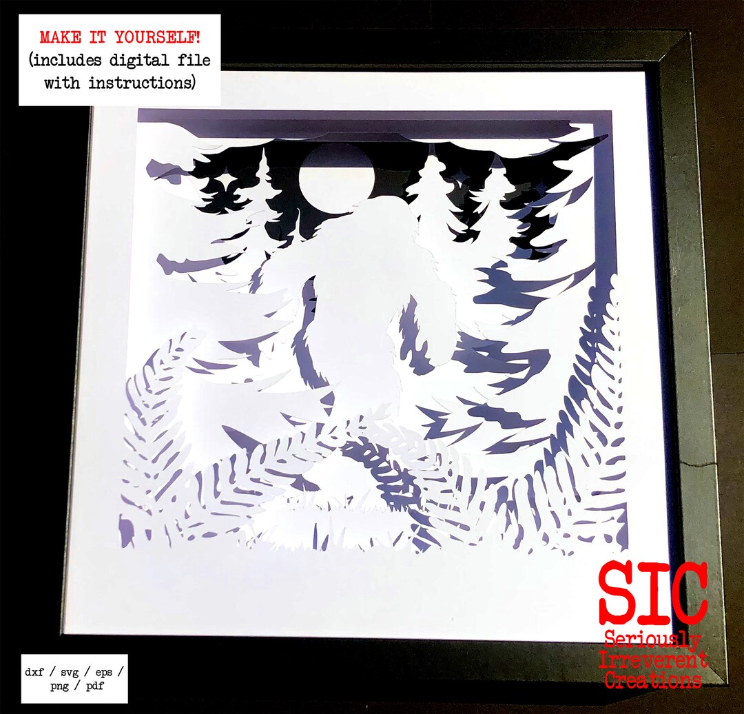 Shadow Box Template Big Foot Yeti Sasquatch Svg Png Dxf Eps - Etsy
