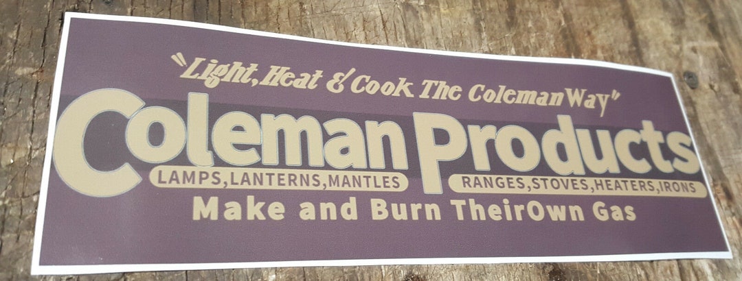 One (1) New Coleman Products Wood Panel Bumper Sticker Decal Lantern ...