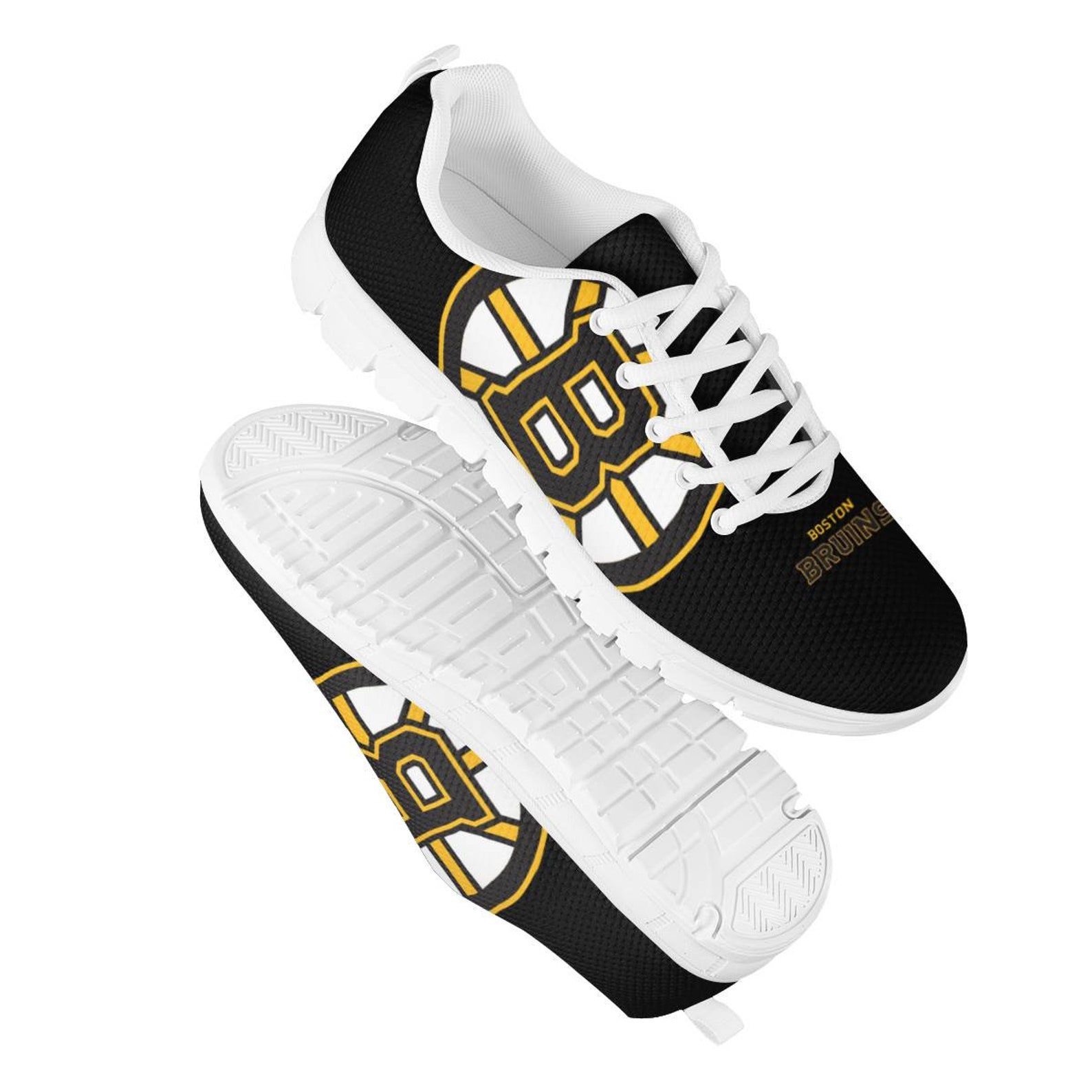 Boston Bruins Fan Unofficial Running Shoes, Sneakers White Sole Unisex ...