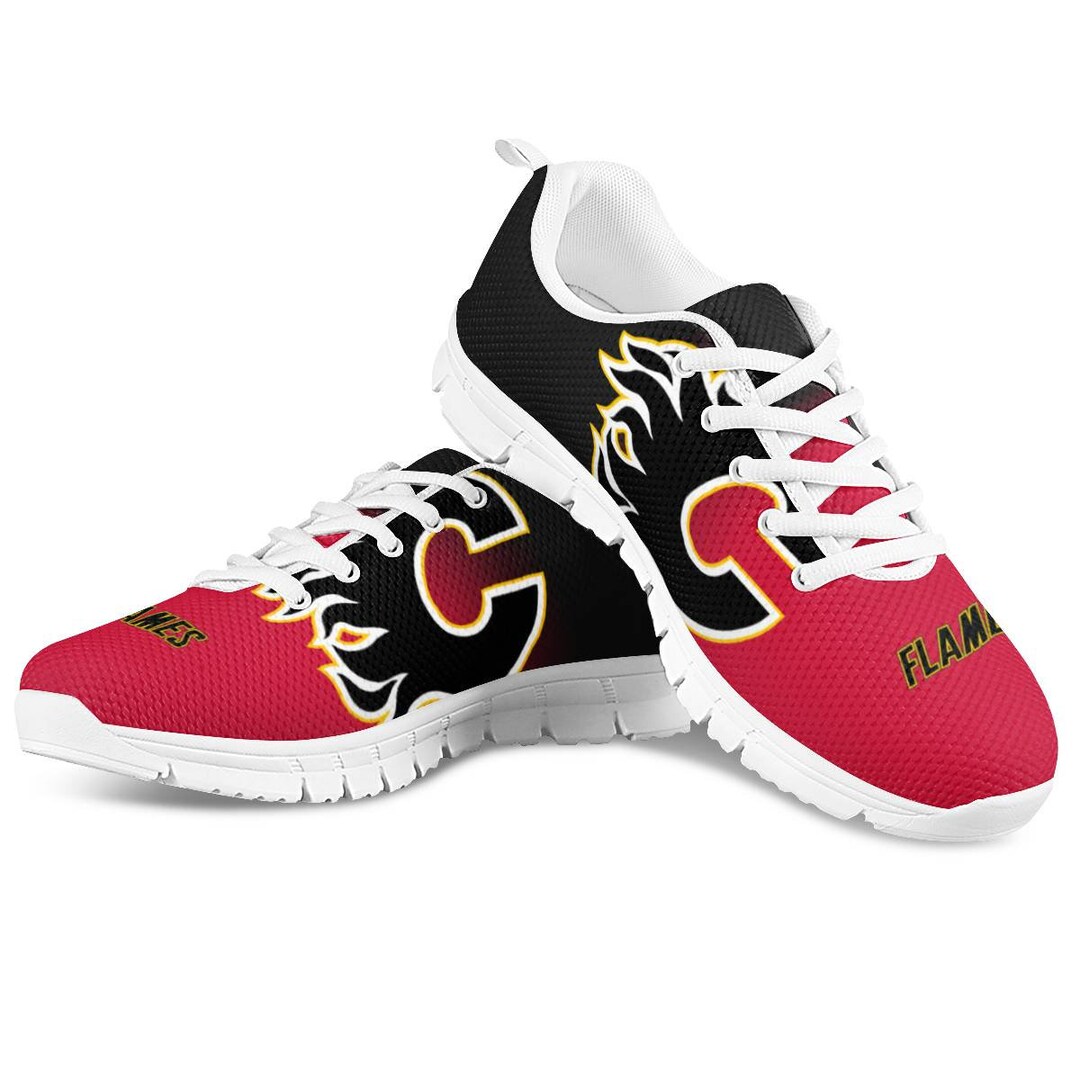 Calgary Flames Fan Unofficial Running Shoes, Sneakers White Sole Unisex ...