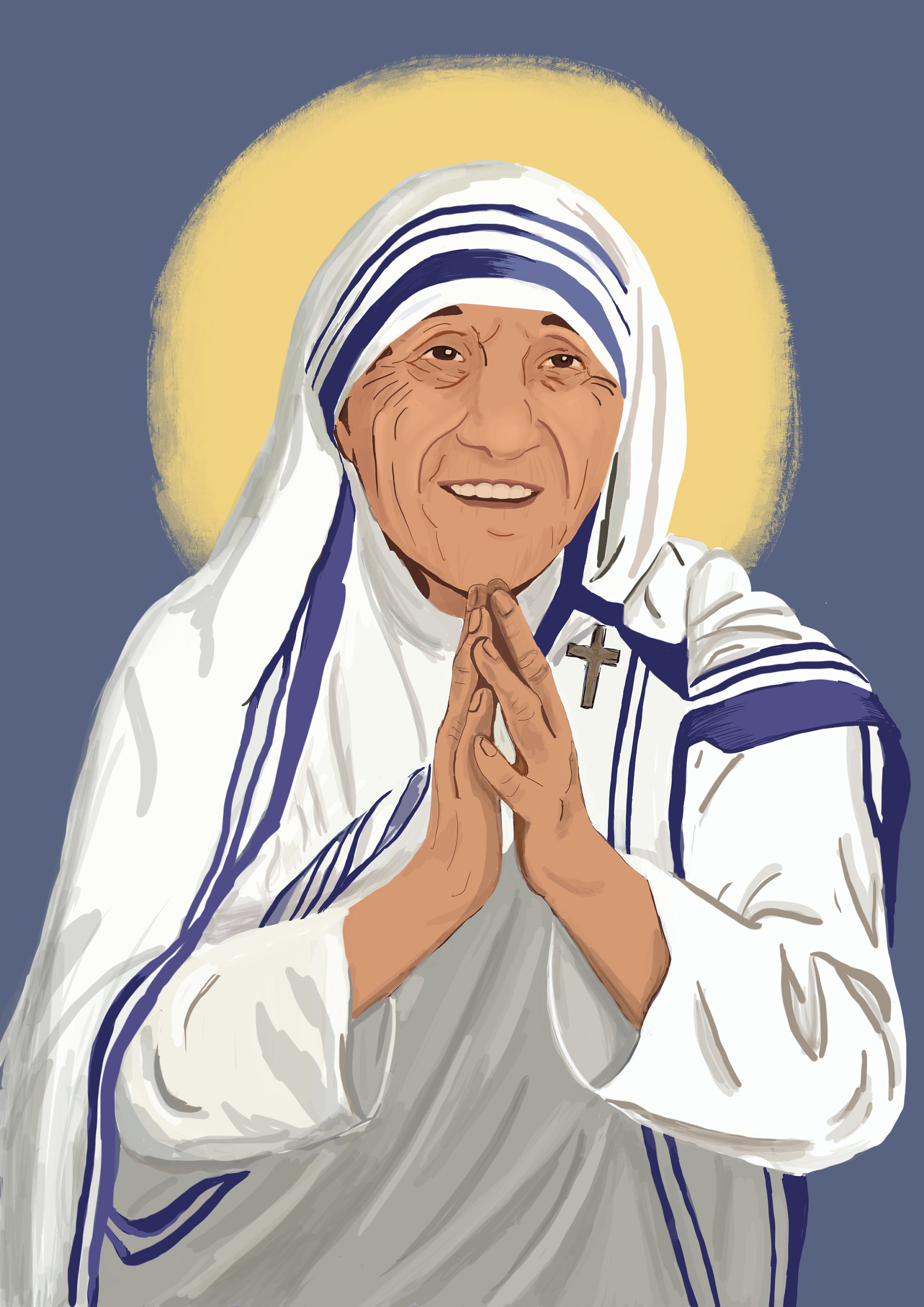 St. Mother Teresa of Calcutta Digital Illustration, Printable - Etsy