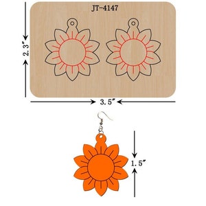 Cut and Emboss Leather Earring Die, 1.5 INCH, Embossed Sunflower ...