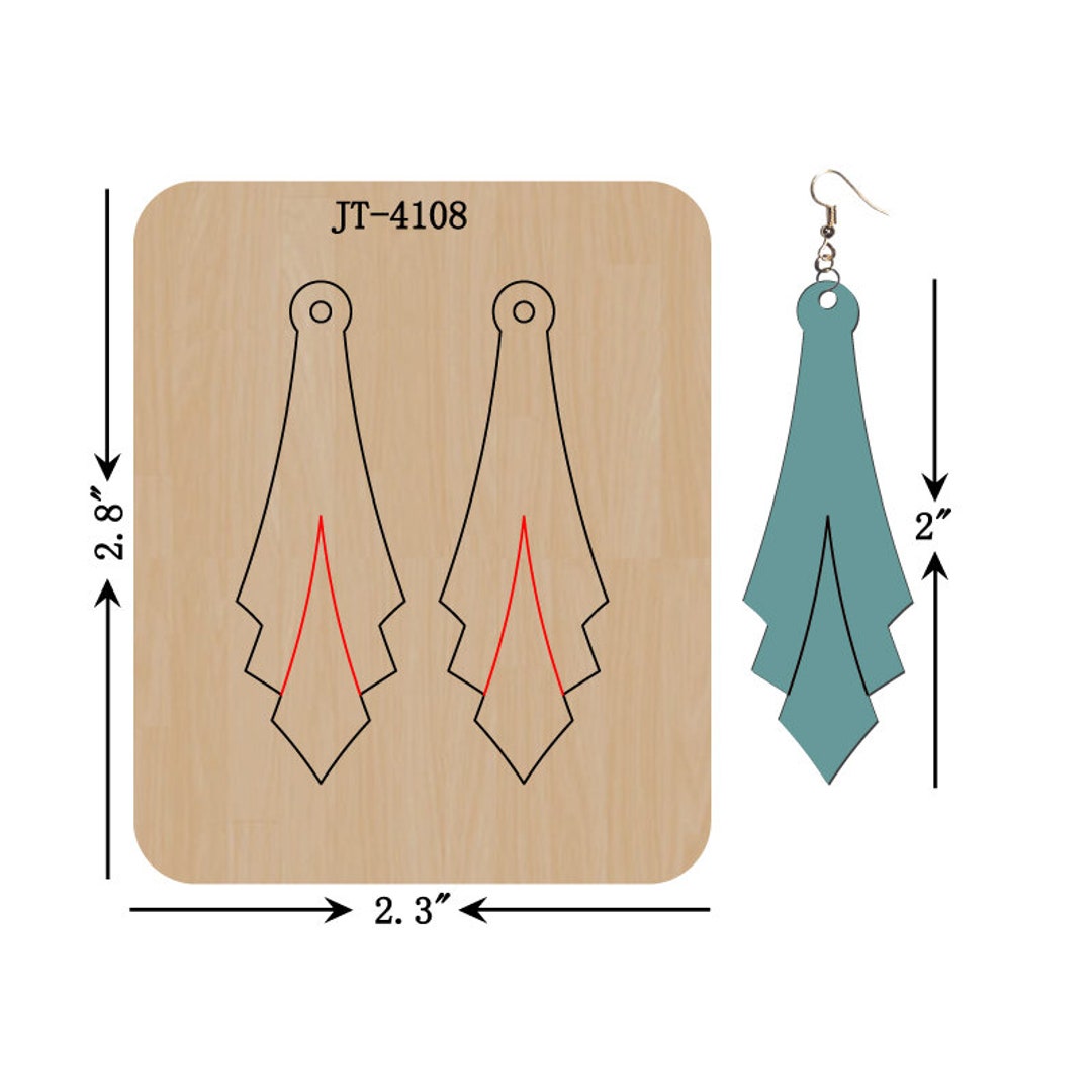 Cut & Emboss Leather Earring Die, 2 INCH, Embossed Deco Slim Teardrop ...