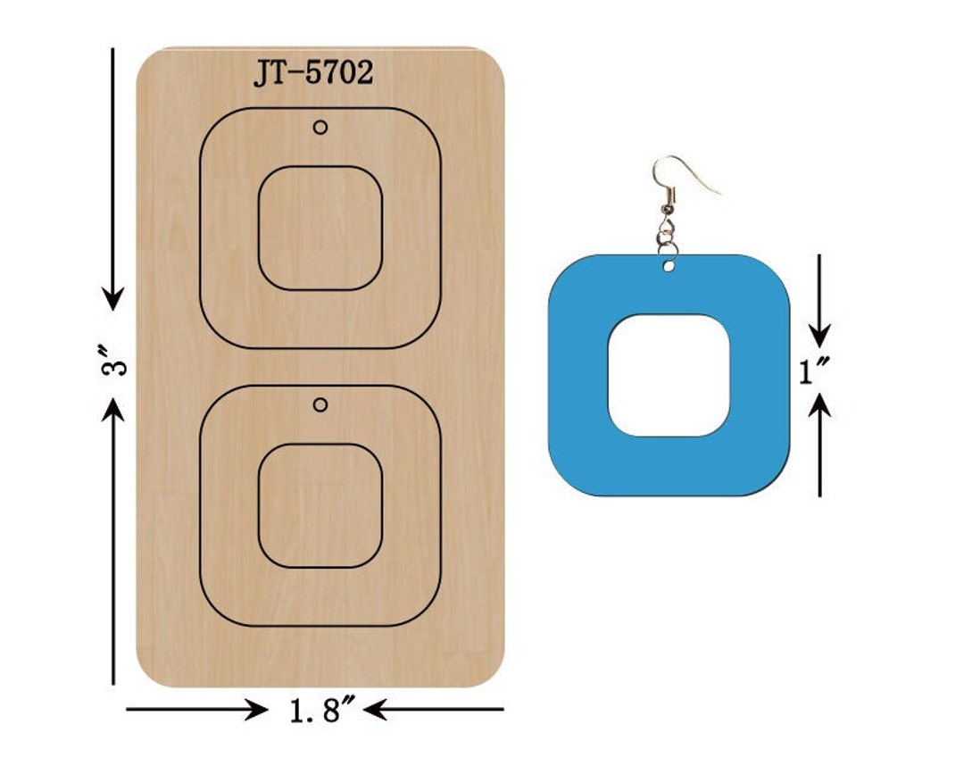 Leather Earring Cutting Die, 1 INCH, Open Curve Square Earring Die ...