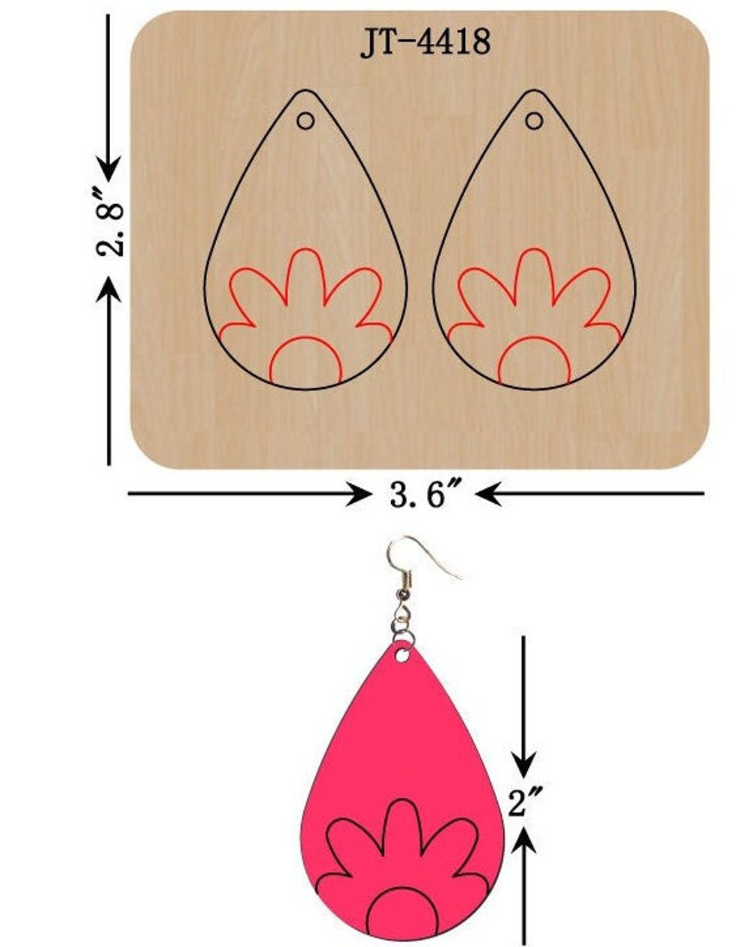 Embossed Flower Teardrop Leather Earring Die, 2-inch, Sizzix Compatible ...