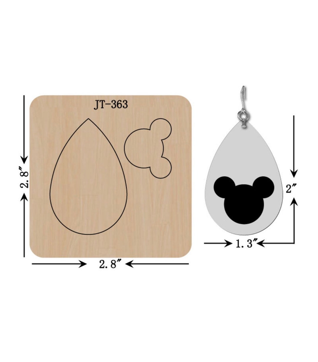 Leather Earring Cutting Die, 2 INCH, Mouse Ear Earring Die, Teardrop ...