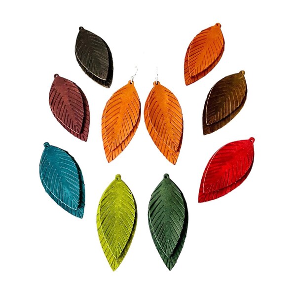 Leather Leaf Earrings - Etsy