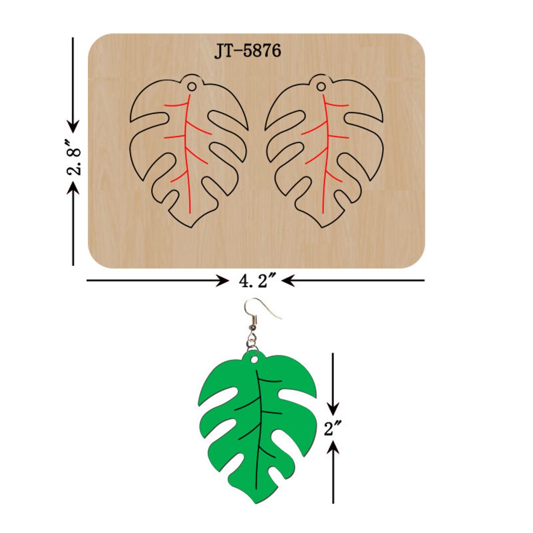 Cut and Emboss Leather Earring Cutting Die, 2 INCH, Embossed Monstera ...
