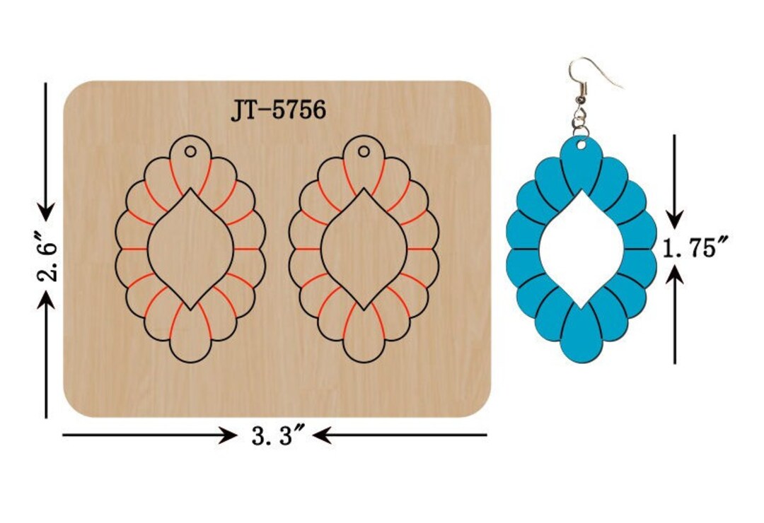 Embossed Scalloped Leather Earring Die, 1.75 Inch, Sizzix Compatible ...