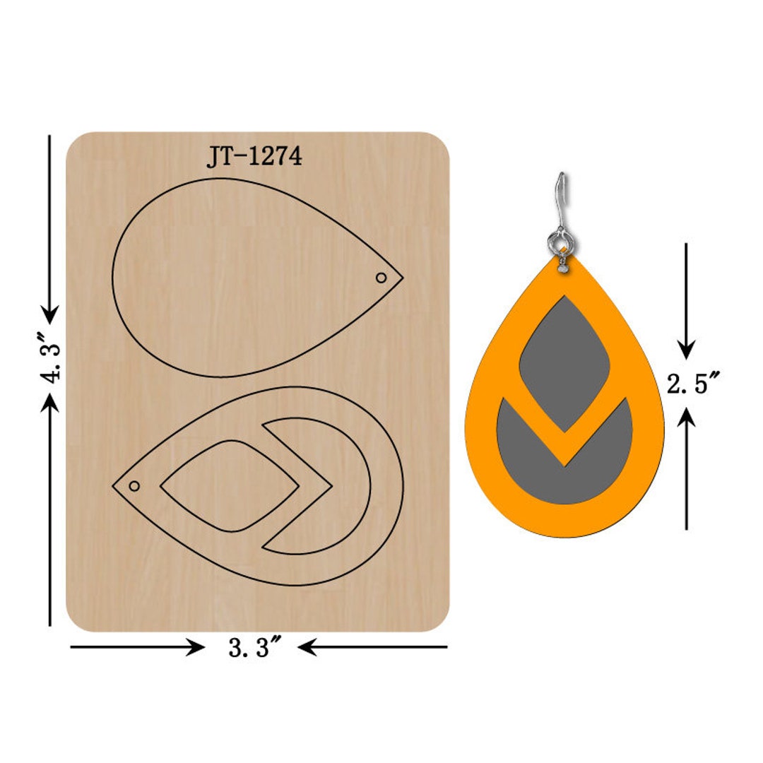 Leather Earring Cutting Die,2.5 INCH Duo Teardrop Earring , Manual ...