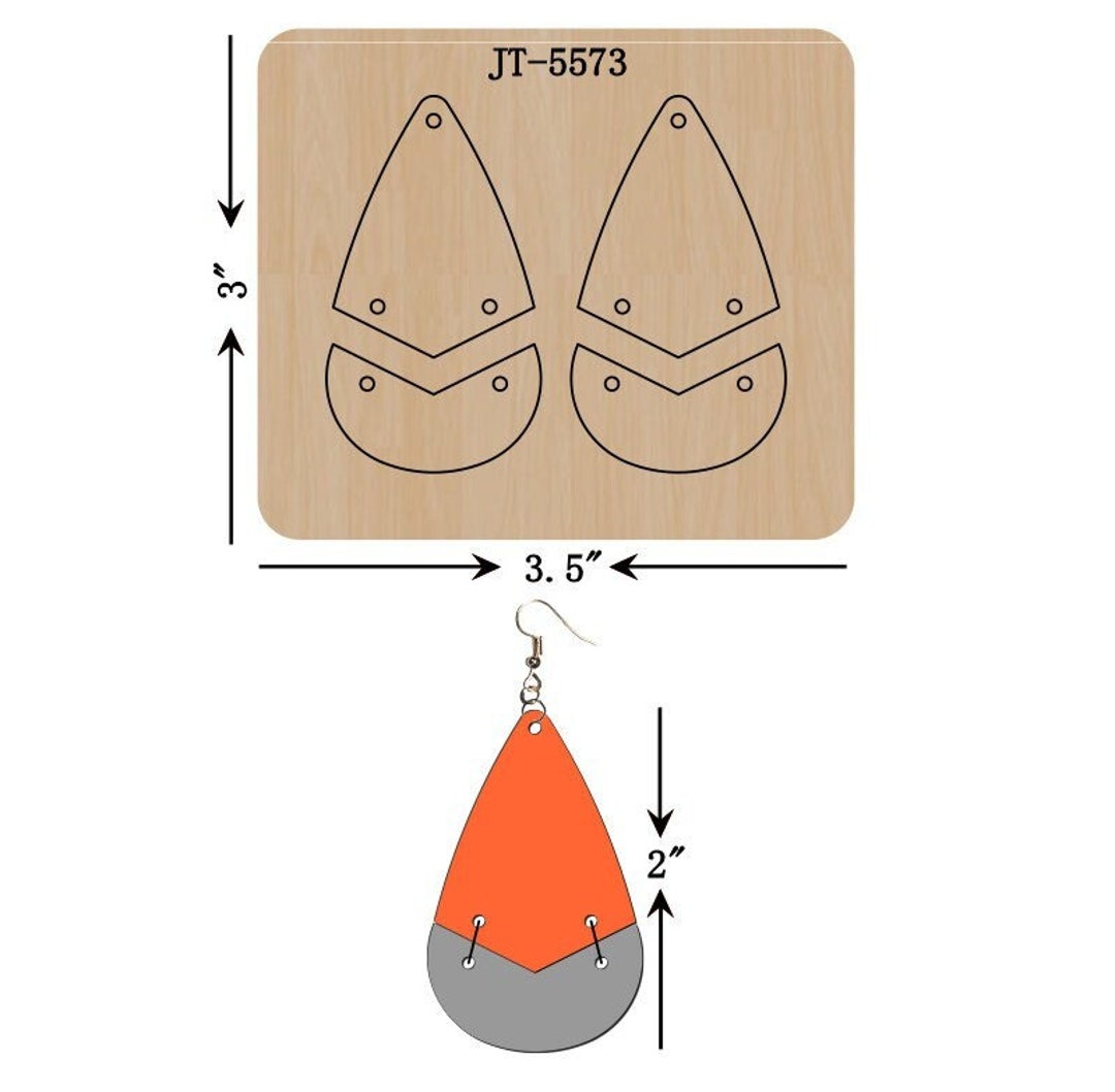 Leather Earring Cutting Die, 2 INCH, Split Teardrop Earring Die, Orange ...