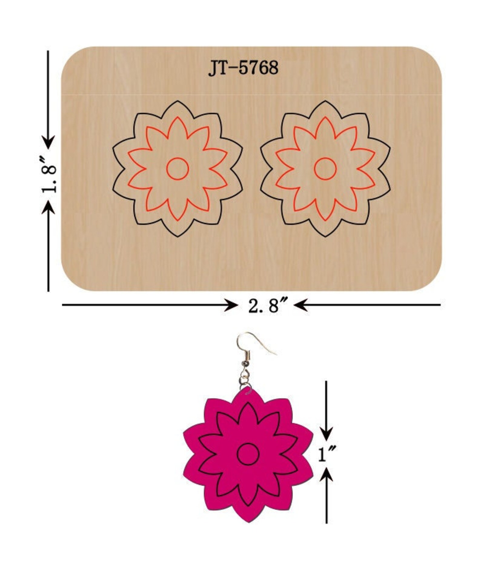 Embossed Sunflower Leather Earring Die, 1-inch Sizzix Compatible ...