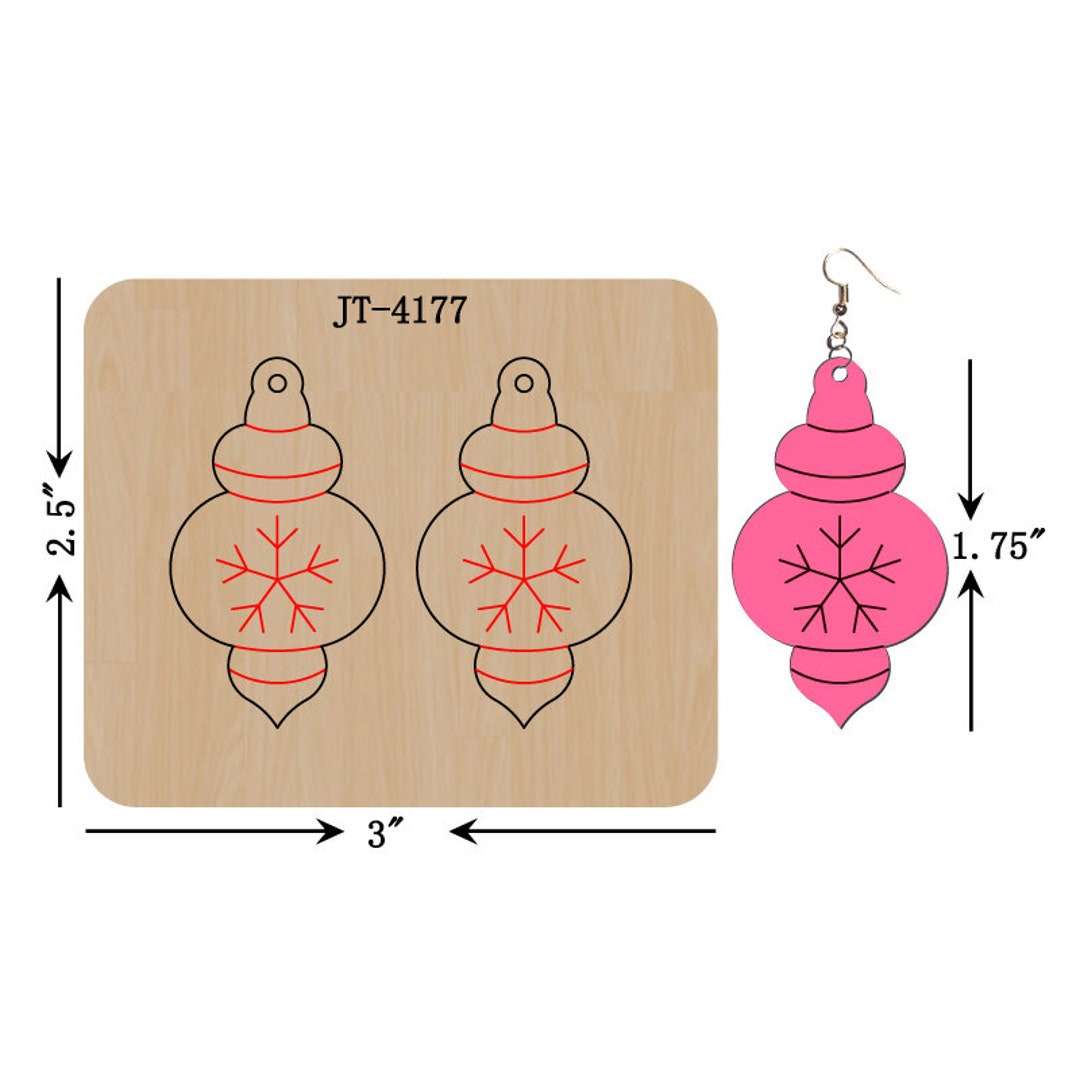 Cut & Emboss Leather Earring Die, 1.75 INCH, Embossed Christmas ...