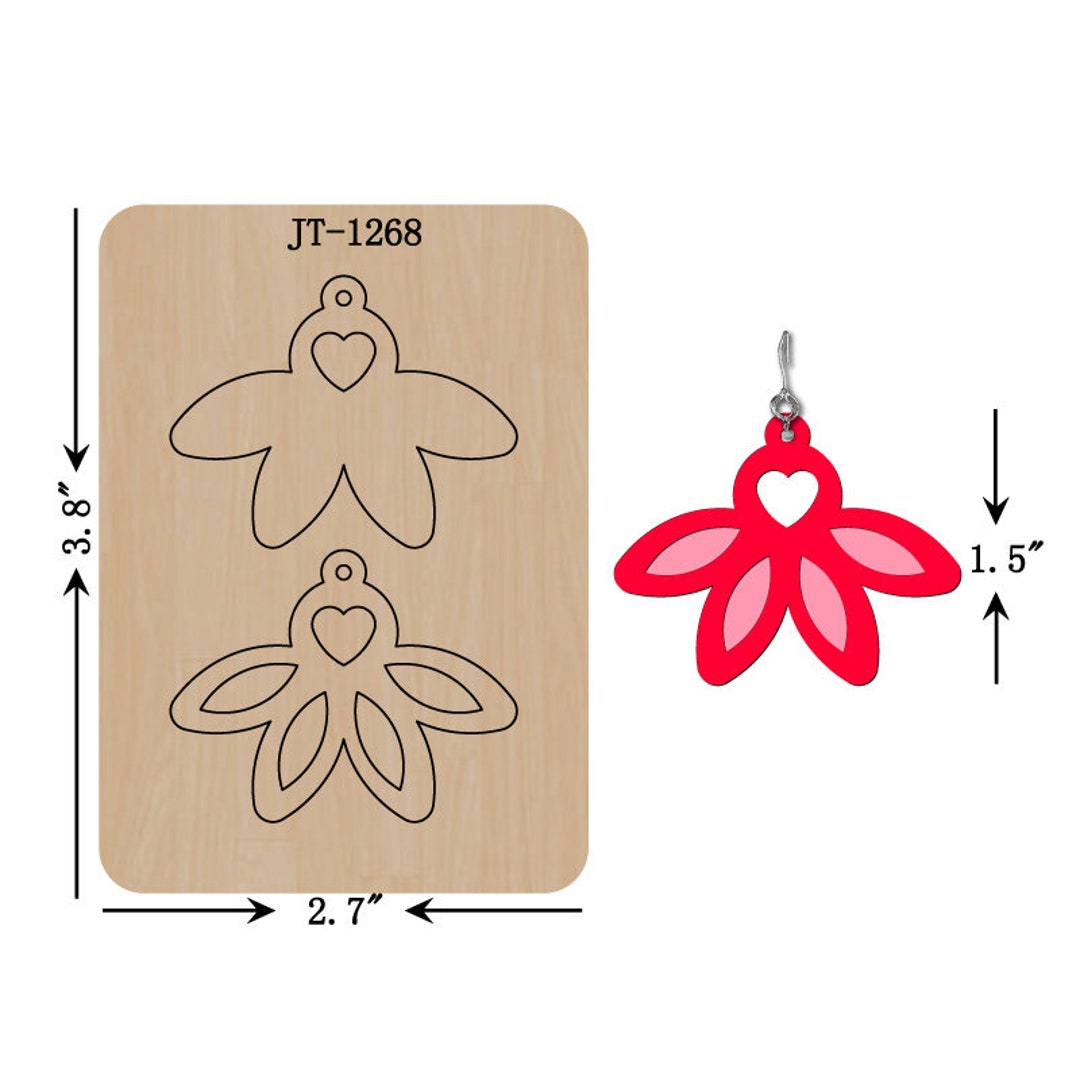 Leather Earring Cutting Die, 1.5 INCH Abstract Flower Earring Die ...