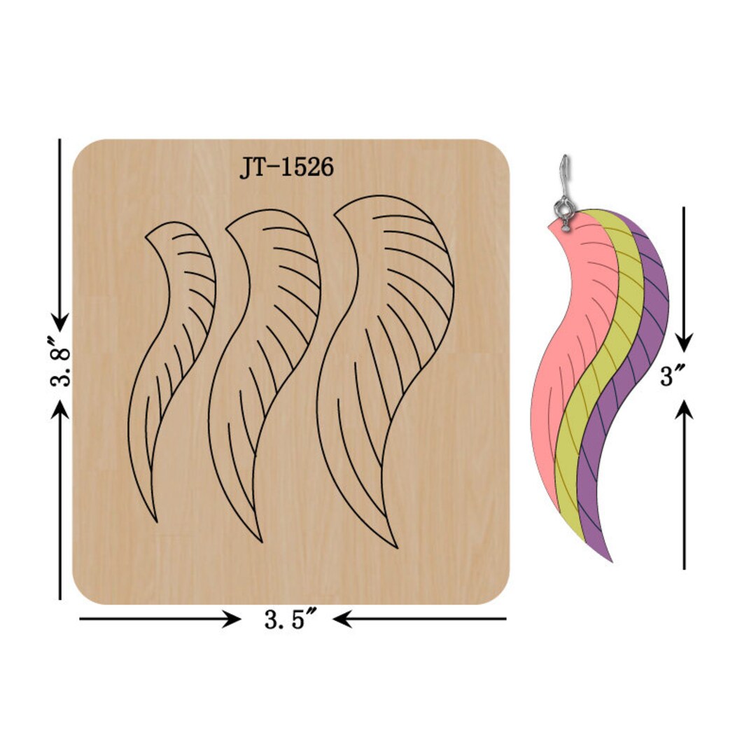 Leather Earring Cutting Die, 3 INCH, Fringe Earring Die, Wings Earring ...