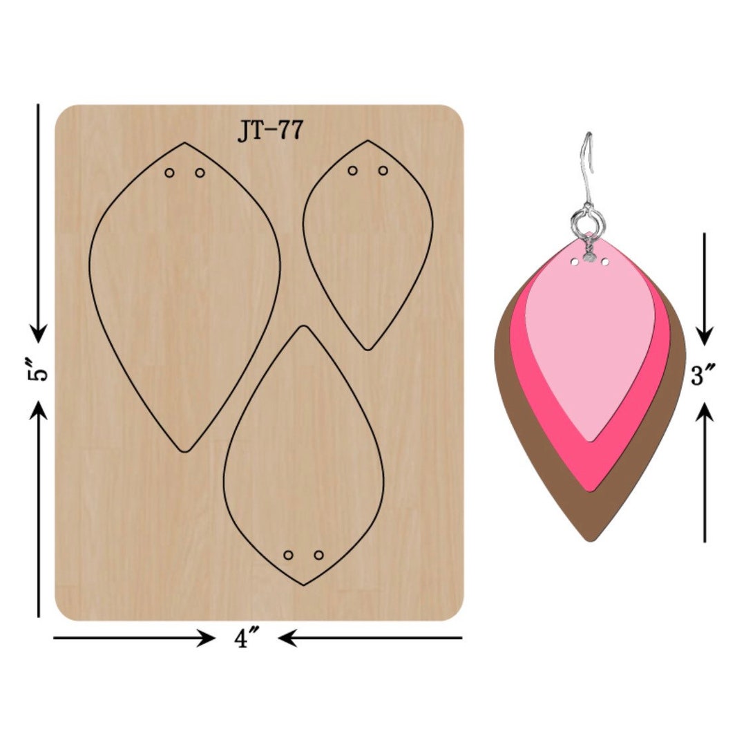 Leather Earring Cutting Die, 3 INCH, 2.5 INCH, 2 INCH Pinch Leaf ...