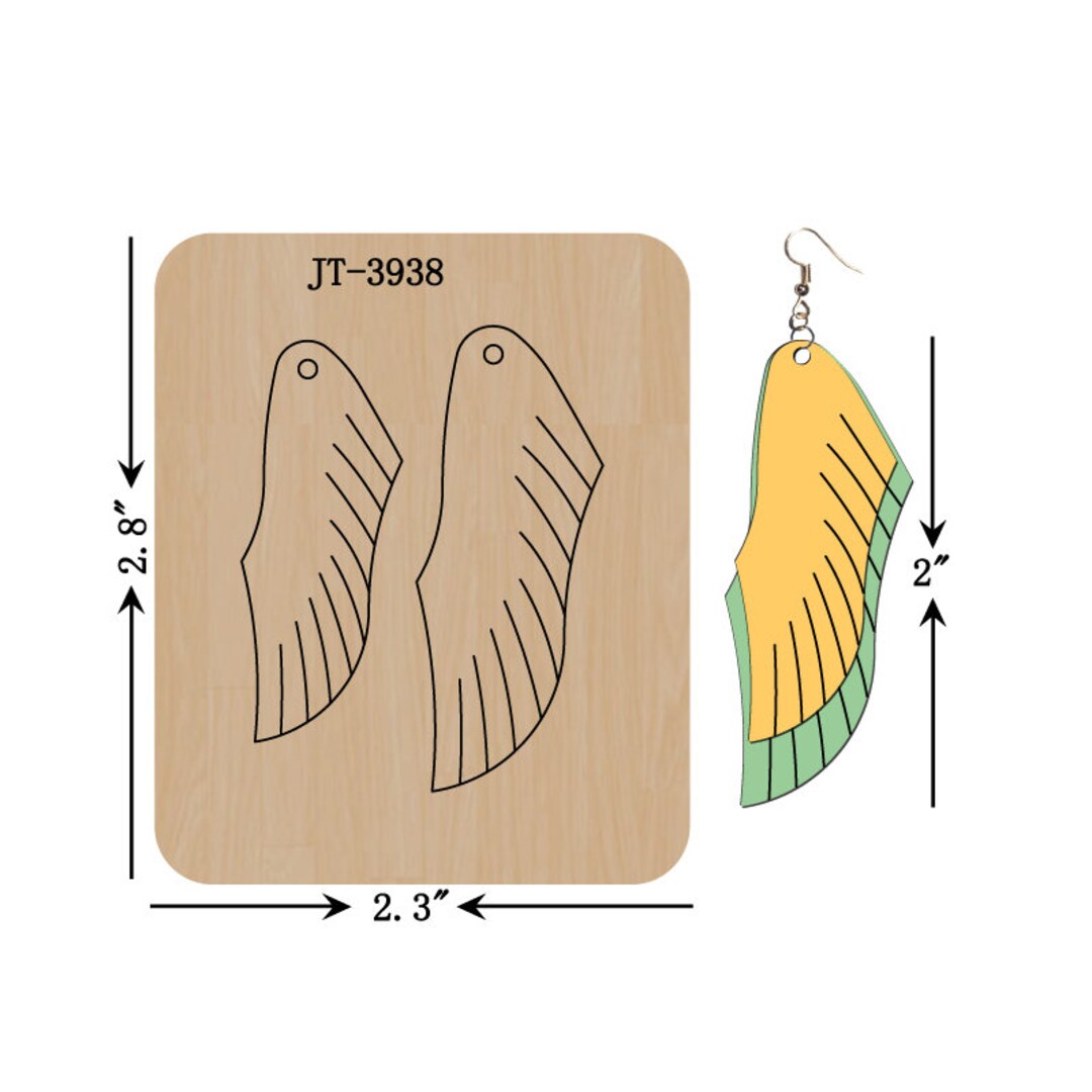 Leather Earring Die ,2 INCH, Angel Wings Earring Die,sizzix Compatible ...