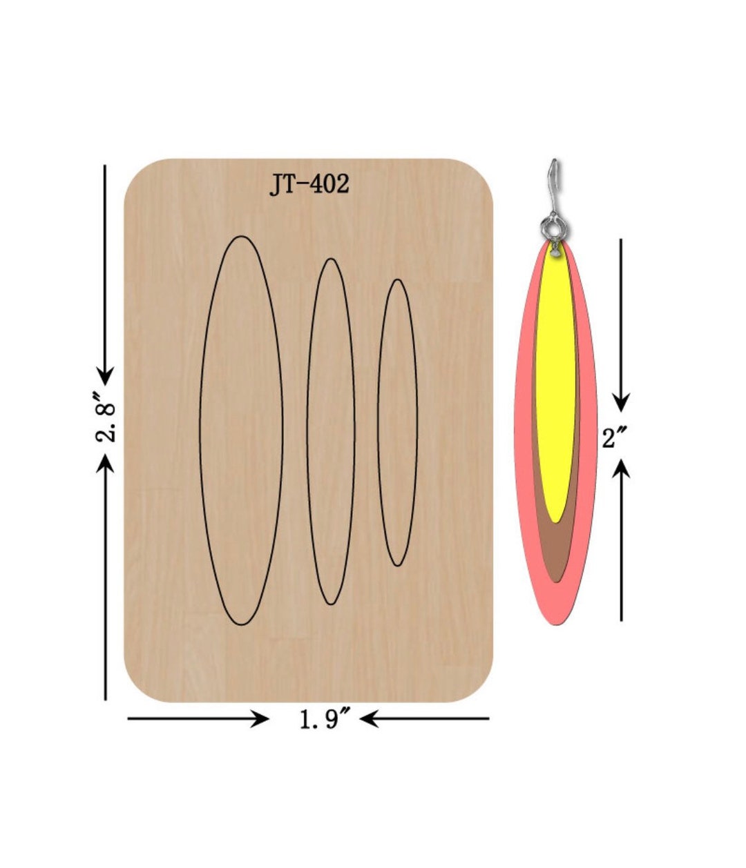 Leather Earring Cutting Die,2 INCH, Small Slim Teardrop Earring Die ...