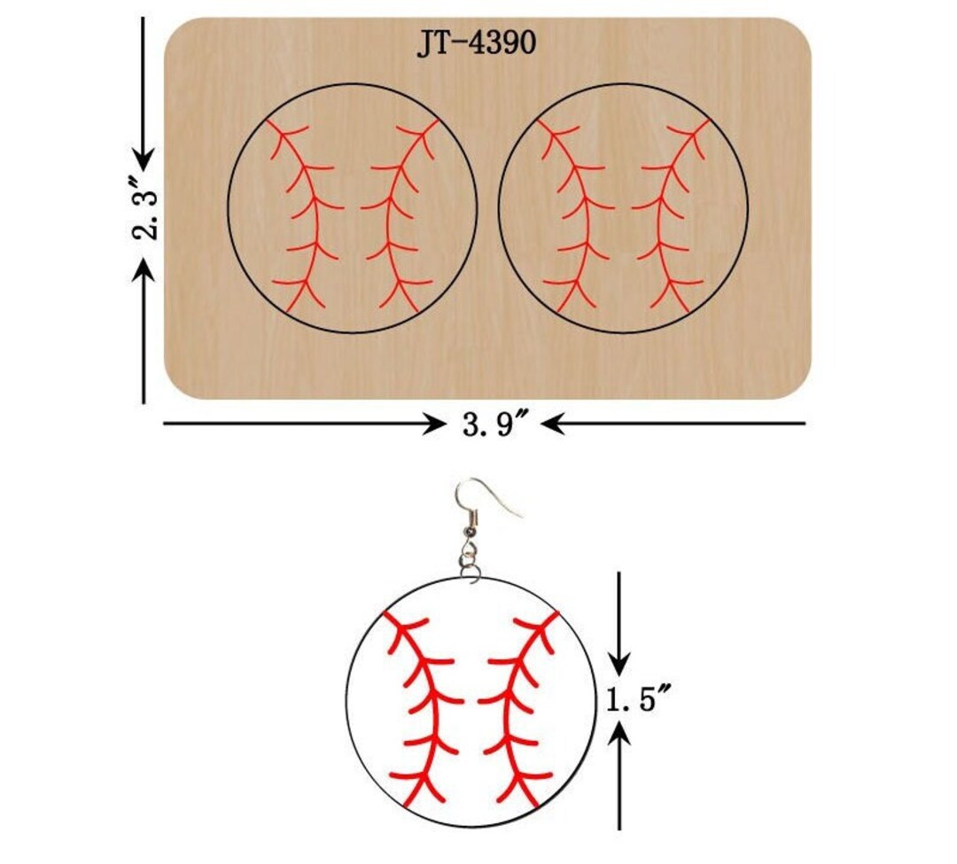 Cut & Emboss Leather Earring Die, 1.5 INCH, Embossed Baseball Earring ...