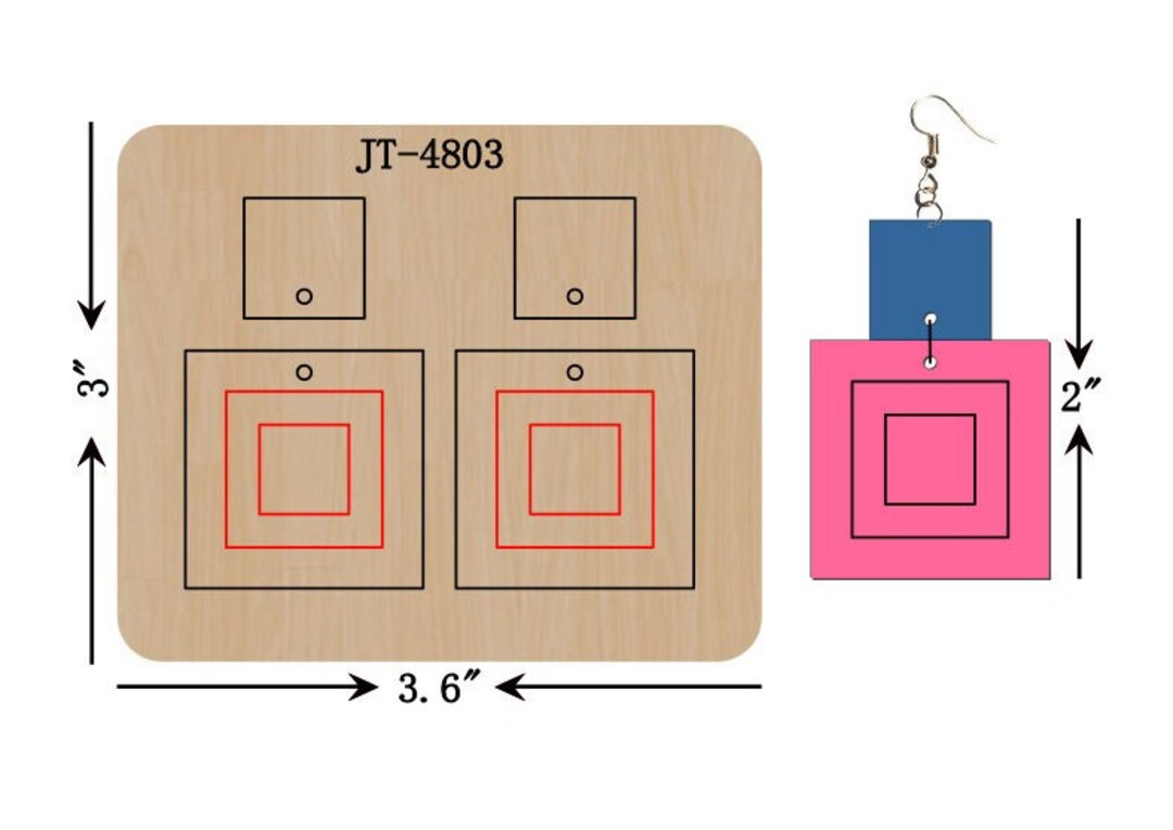 Embossed Square Leather Earring Die, 2-inch, Sizzix Compatible, JT4803 ...