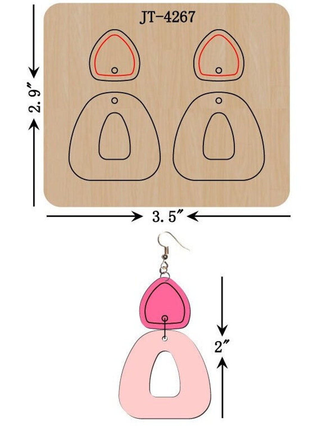 Cut & Emboss Leather Earring Die, 2 INCH, Embossed Geometric Earring ...