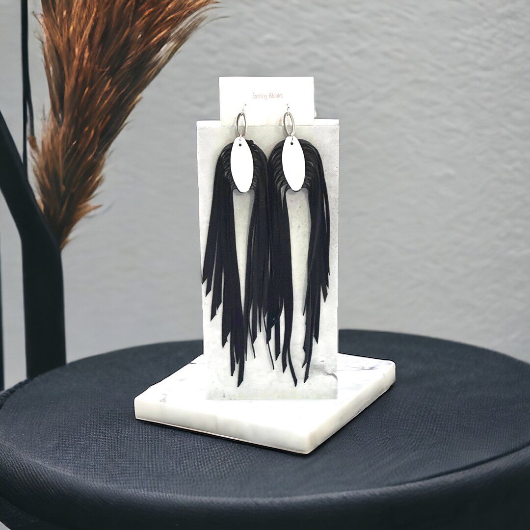 Leather Earring Cutting Die, 6.5 INCH, Long Slim Oblong Fringe Earring ...