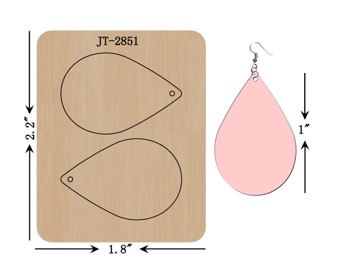 Leather Earring Cutting Die, 1 INCH, Teardrop Earring Die, Small ...