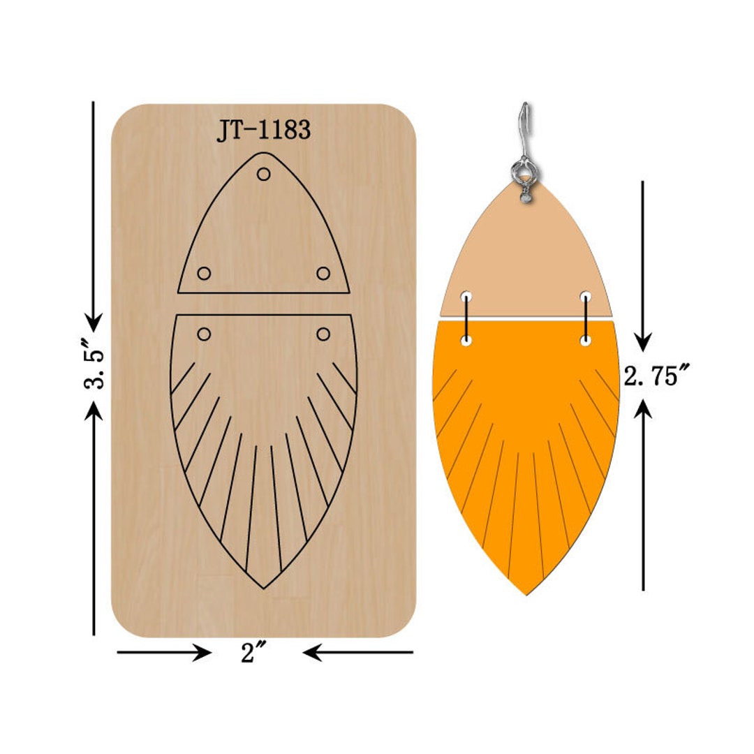 Leather Earring Cutting Die, 2.75 INCH, Split Teardrop Fringe Earring ...