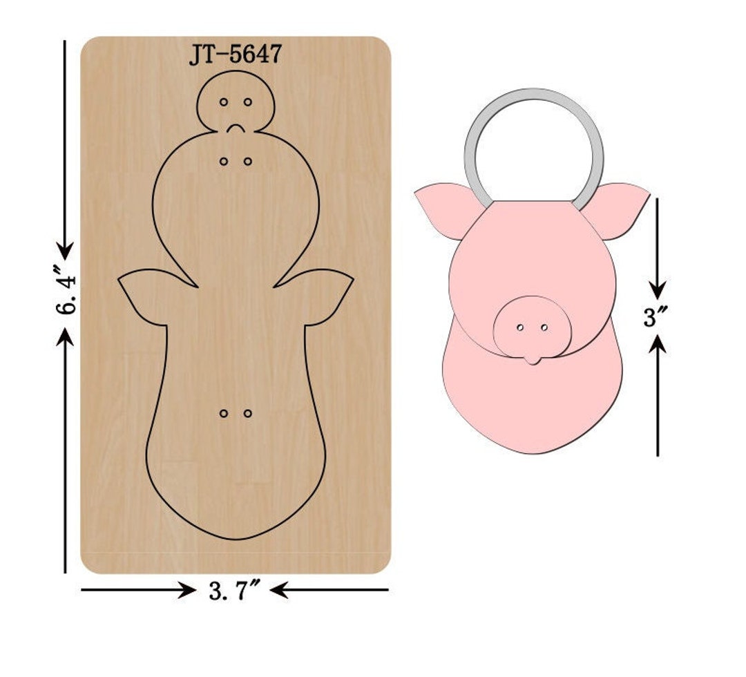 Leather Keychain Cutting Die, 3 INCH, Pig Keyring, Orange Foam, Sizzix ...