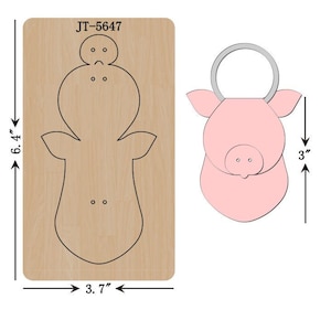 Leather Keychain Cutting Die, 3 INCH, Pig Keyring, Orange Foam, Sizzix ...