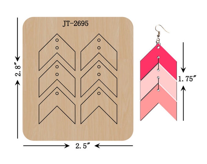 Leather Earring Cutting Die 1.75 INCH Chevron Earring Die - Etsy