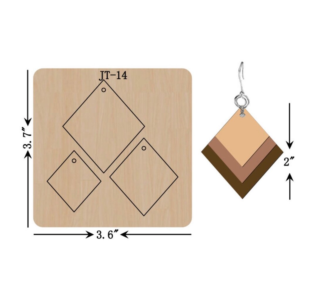 Leather Earring Cutting Die, 2 INCH, Stacked Diamond Earring Die ...