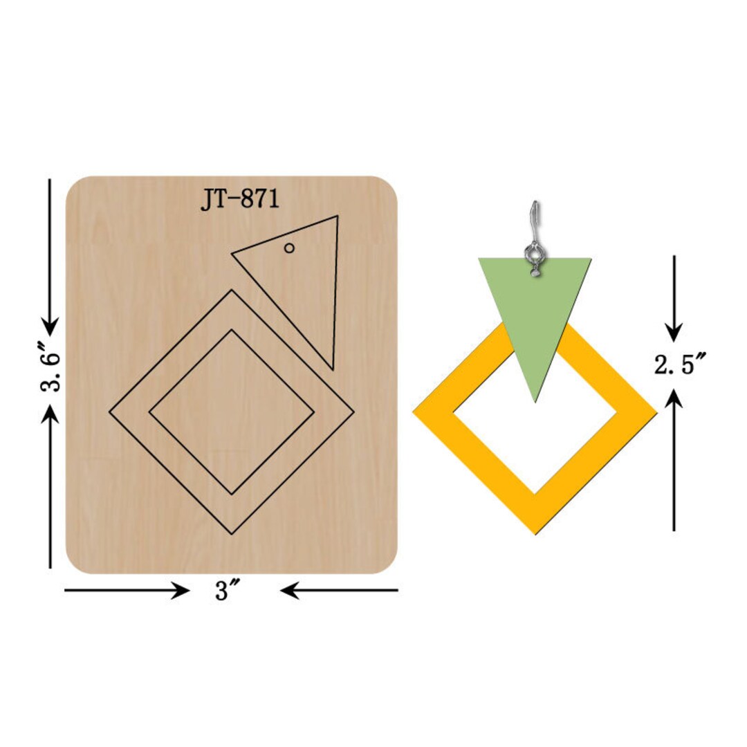 Leather Earring Cutting Die, 2.5 INCH, Hollow Geometric Diamond Earring ...