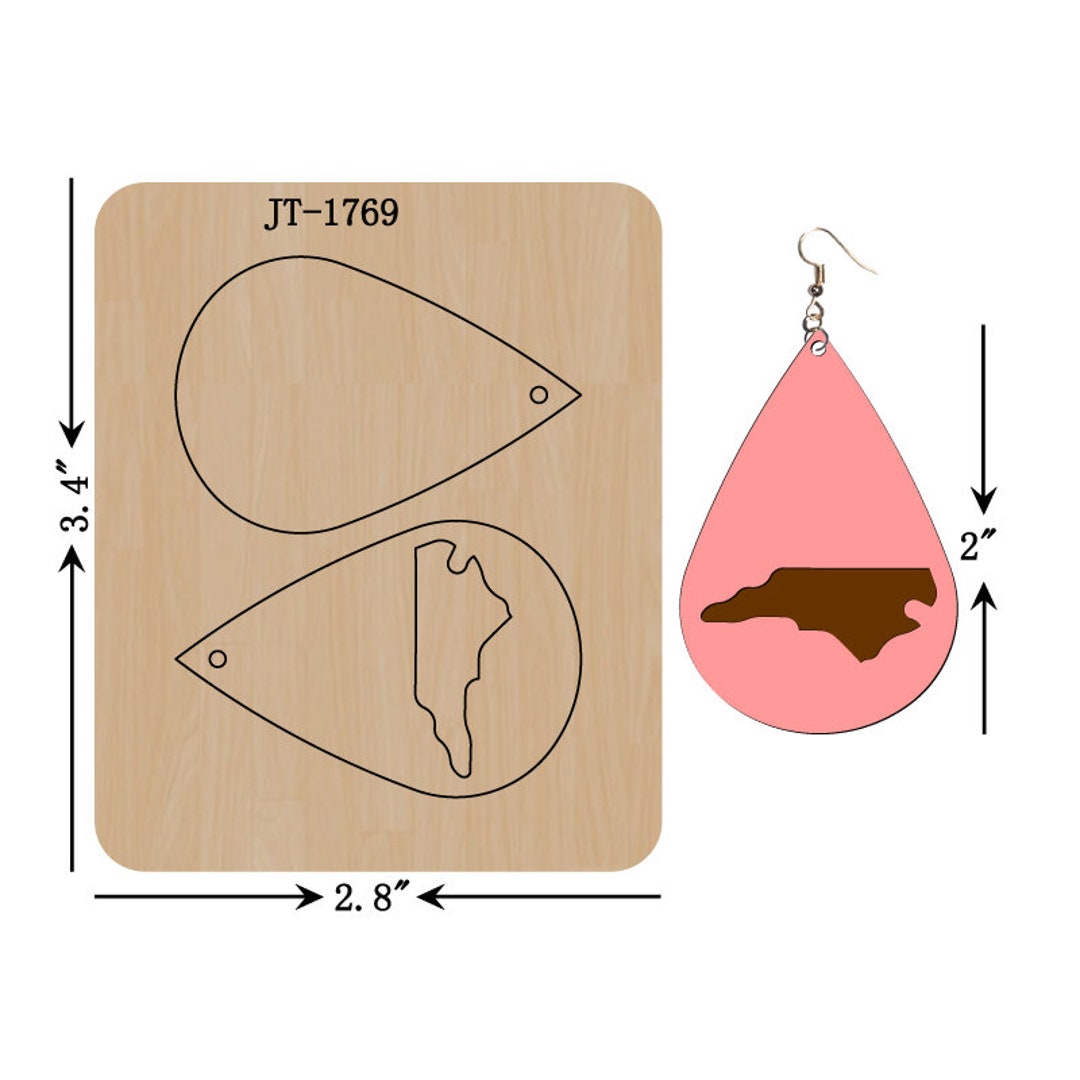 Leather Earring Cutting Die, 2 INCH, North Carolina Earring Die, North ...