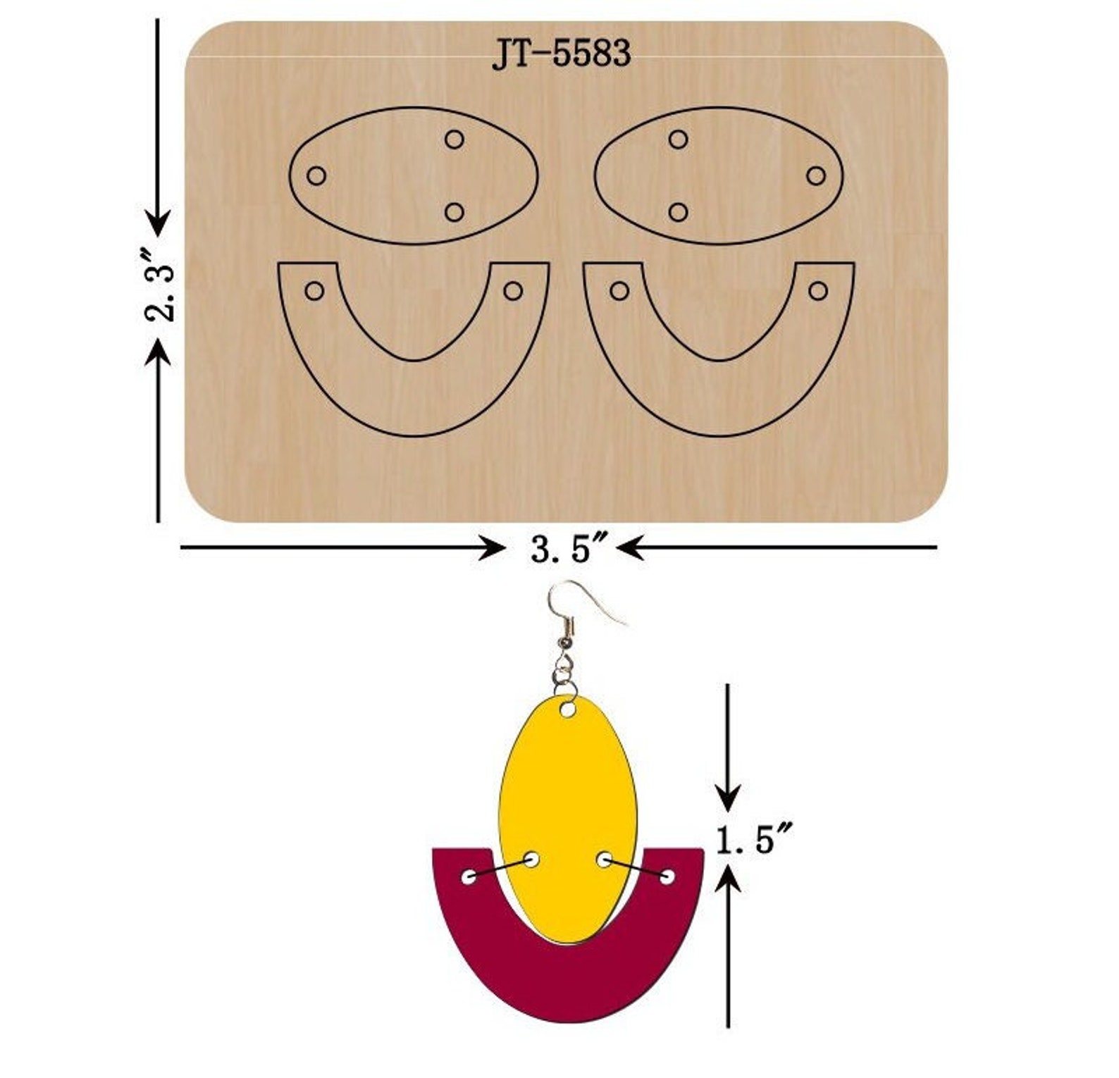 Leather Earring Cutting Die, 1.5 INCH, Oval Earring Die, Orange Foam ...