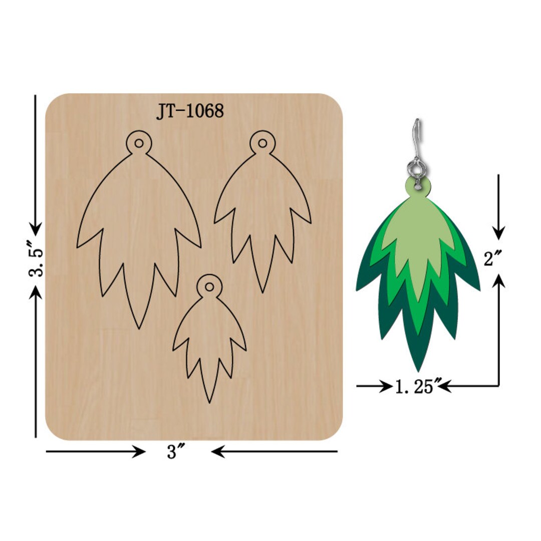 Leather Earring Cutting Die, 2 INCH, Trio Leaf Earring Die, JT1068 - Etsy