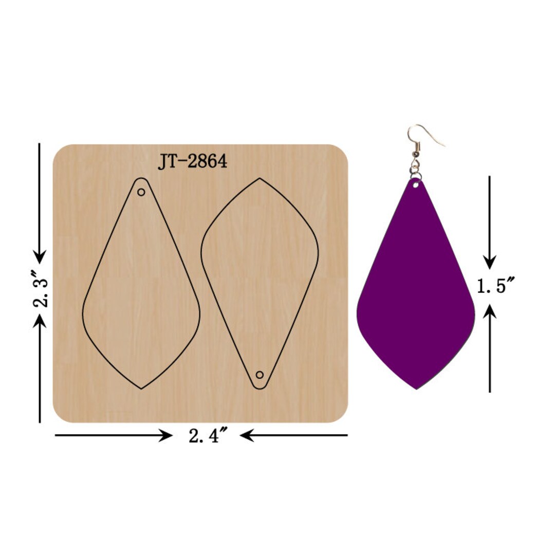 Leather Earring Cutting Die, 1.5 INCH, Small Curve Teardrop Earring Die ...