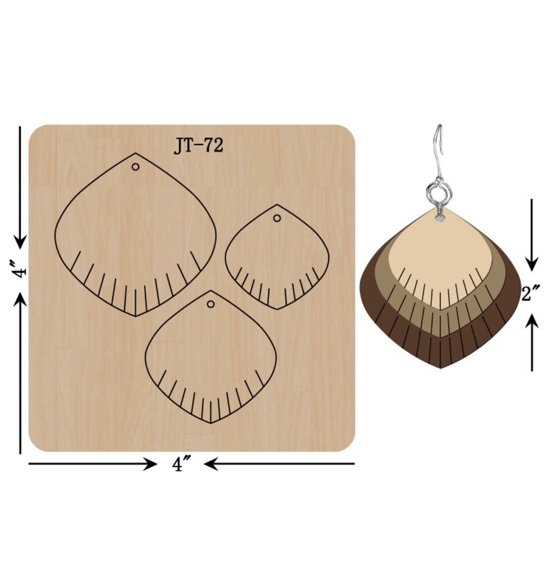 Leather Earring Cutting Die2 INCH Stacked Fringe Earring - Etsy