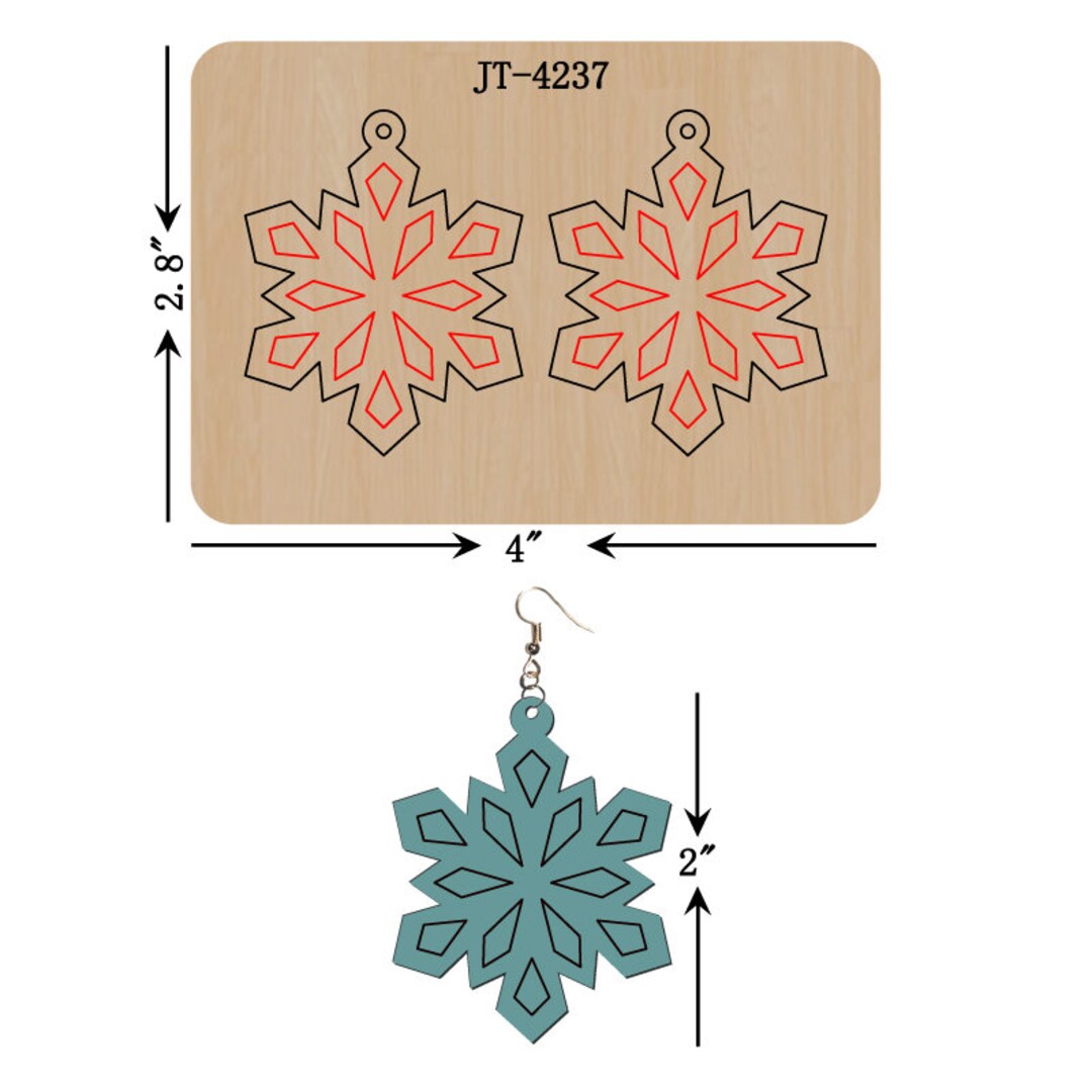 Cut & Emboss Leather Earring Die, 2 INCH, Snowflake Embossing Die ...