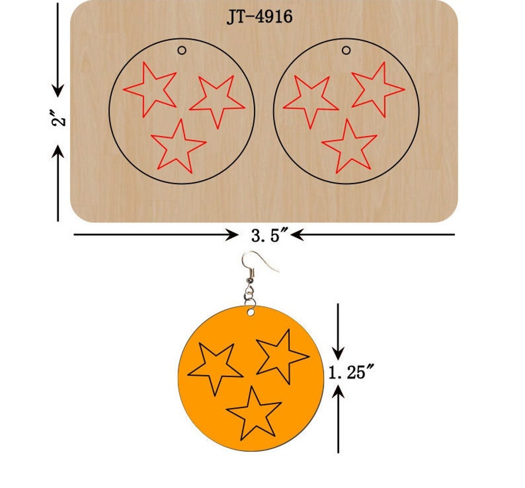 Embossed Tri-star Leather Earring Die: 1.25 Inch, Sizzix Compatible ...