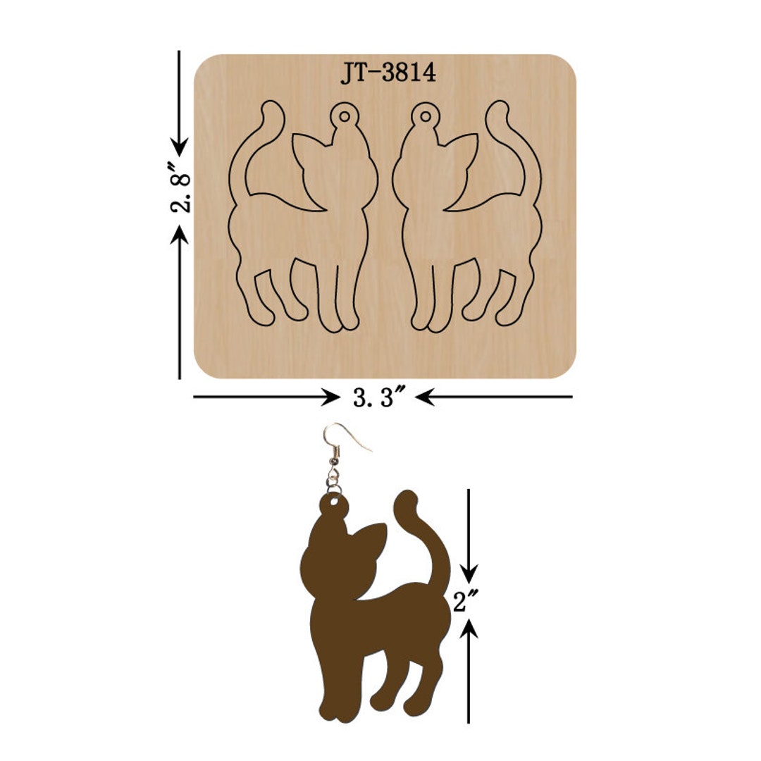 Leather Earring Cutting Die, 2 INCH, Cat Earring Die, Sizzix Compatible ...