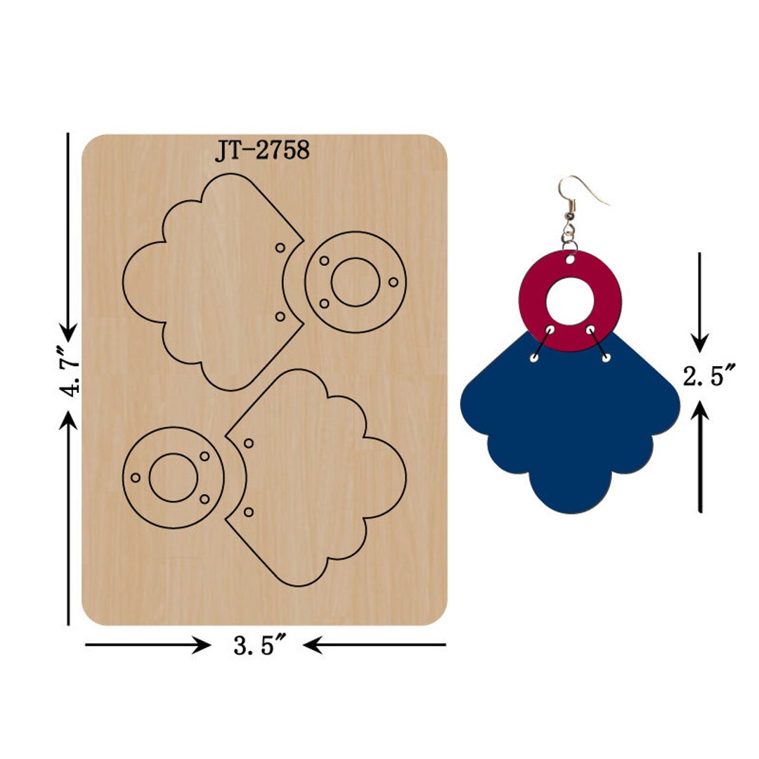 Leather Earring Cutting Die, 2.5 INCH X 2.15 INCH, Flower Scalloped ...